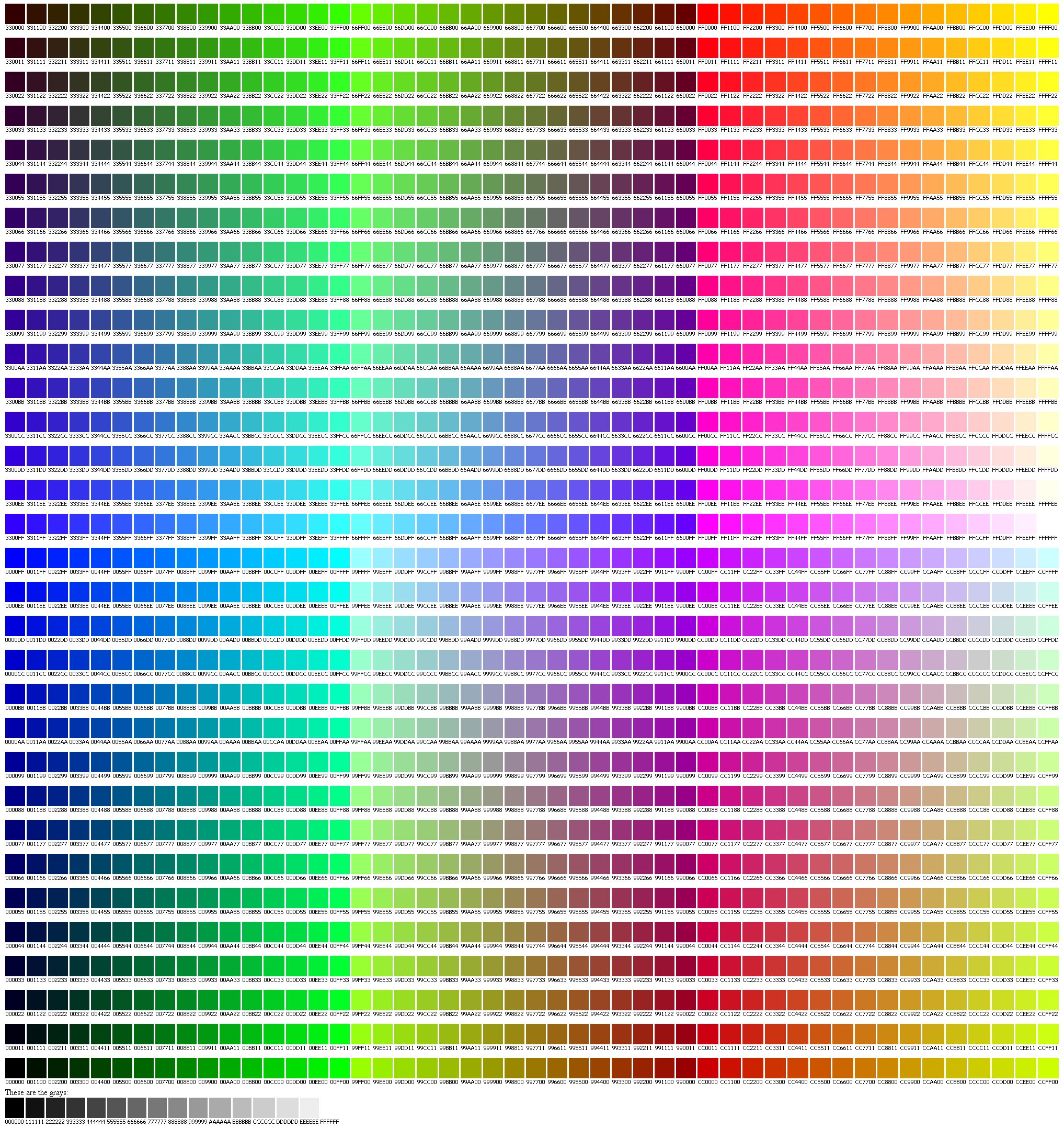 Web Safe Colors